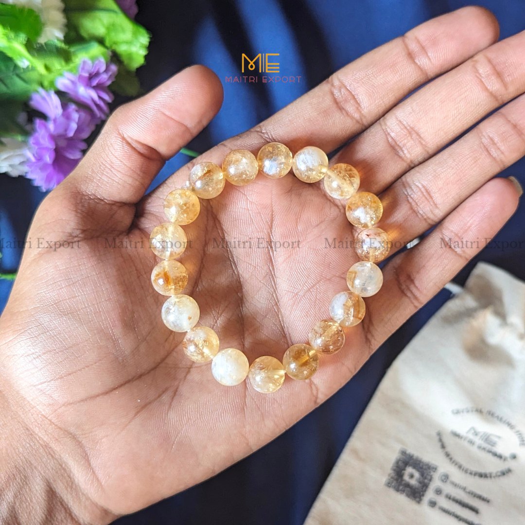 10mm round beads stretchable natural crystal bracelet. – Maitri Export ...